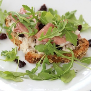 Open Faced Tart Cherry Prosciutto Sandwich - Lunch Recipe
