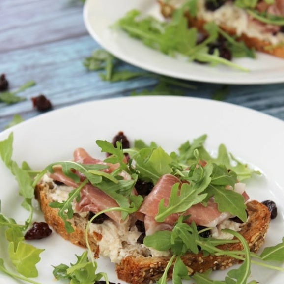 Open Faced Tart Cherry Prosciutto Sandwich - Lunch Recipe