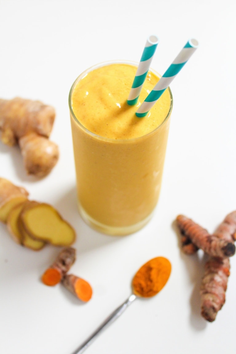 Ginger Turmeric Mango Smoothie with Greek Yogurt