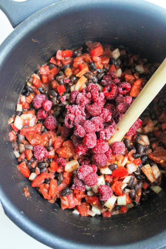 30-Minute Vegan Black Bean Chipotle Chili with Raspberries