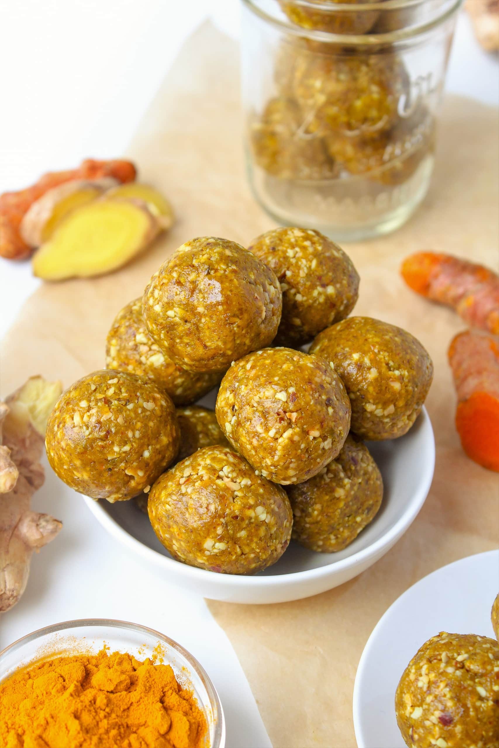 No Bake Turmeric Ginger Energy Balls - Easy Snack Recipe