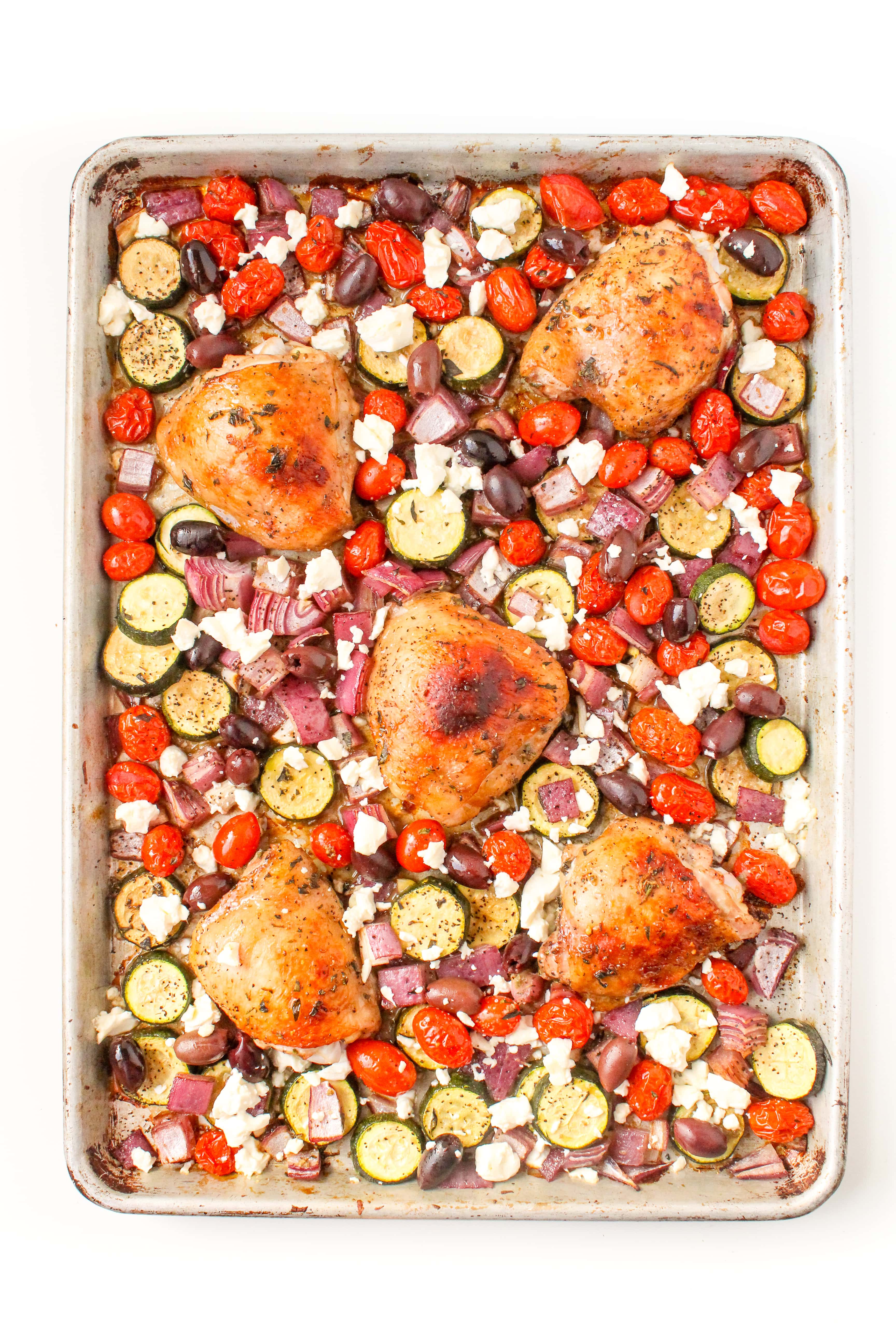 Sheet Pan Mediterranean Chicken Thighs Recipe | Fannetastic Food ...