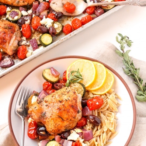 Mediterranean Sheet Pan Chicken Thighs Recipe - fANNEtastic food