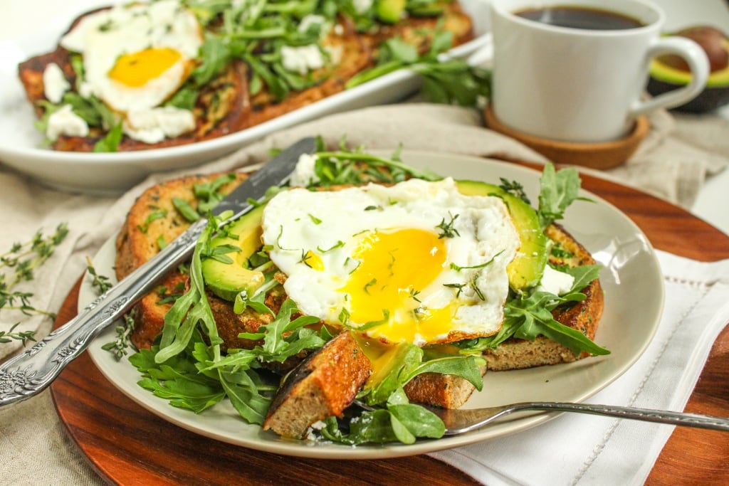 Savory French Toast with Herbs & Avocado - Healthy Brunch Recipe