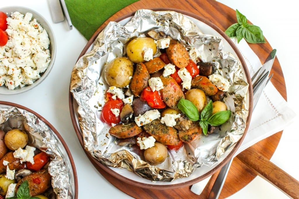 Grilled Sausage, Vegetable & Potato Foil Packets (Easy Meal)