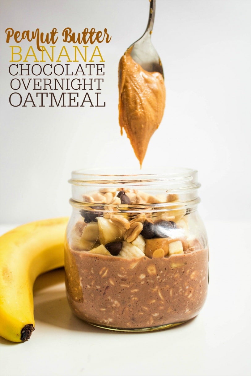 Chocolate Peanut Butter Overnight Oats with Banana - fANNEtastic food