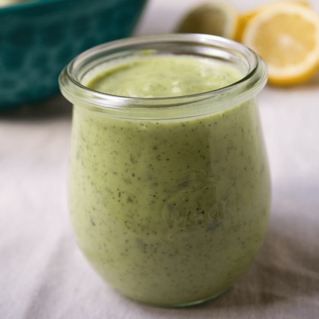 5-Minute Creamy Vegan Green Goddess Dressing with Cauliflower