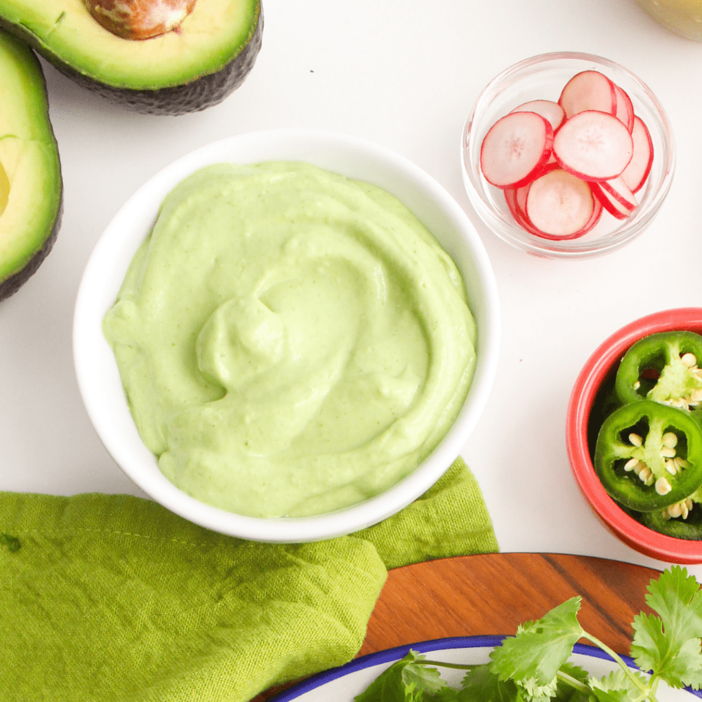 Quick Avocado Lime Crema with Greek Yogurt (5 Ingredients!)