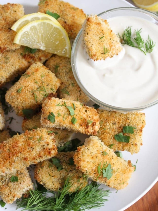 Baked Crispy Salmon Nuggets Appetizer - fANNEtastic food