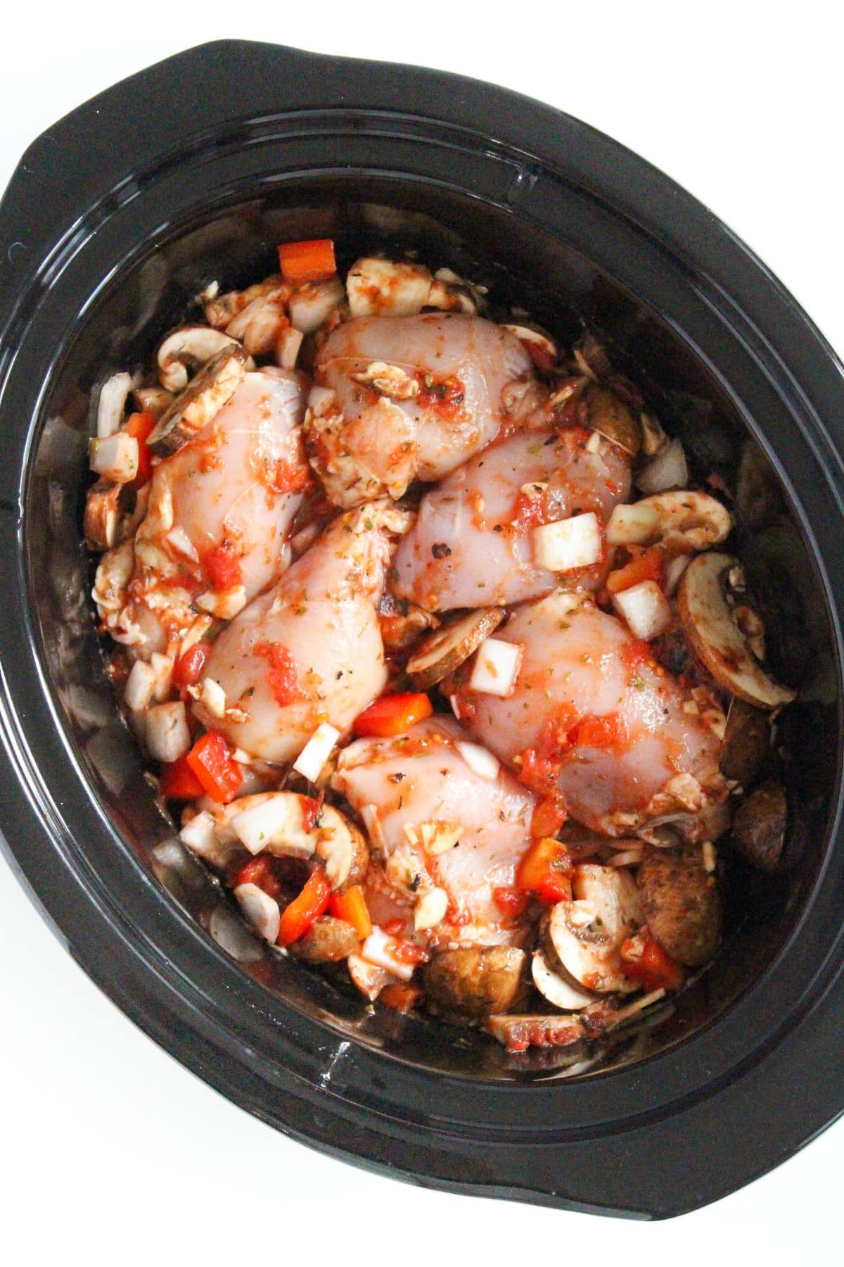 Slow Cooker Chicken Cacciatore & Veggie-Packed Tomato Sauce