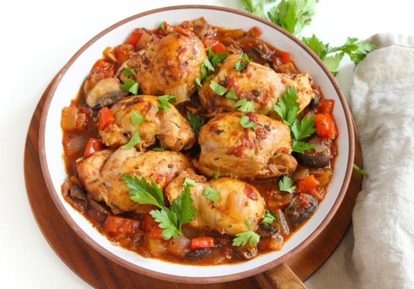 Slow Cooker Chicken Cacciatore & Veggie-Packed Tomato Sauce
