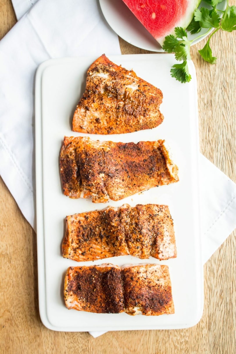 Watermelon Salsa with Roasted Salmon (Healthy Summer Dinner)