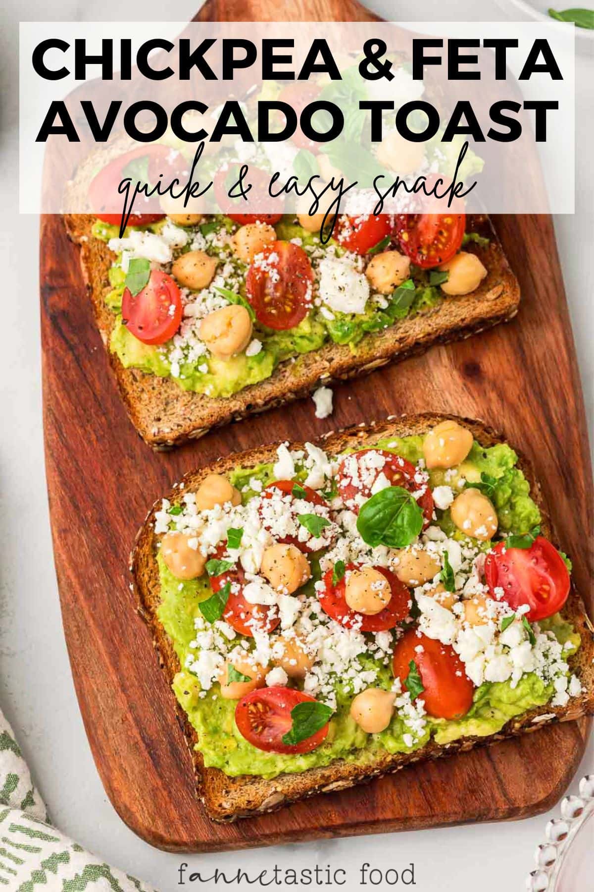 5-Minute Avocado Feta Toast with Chickpeas (Easy Snack) - fANNEtastic food