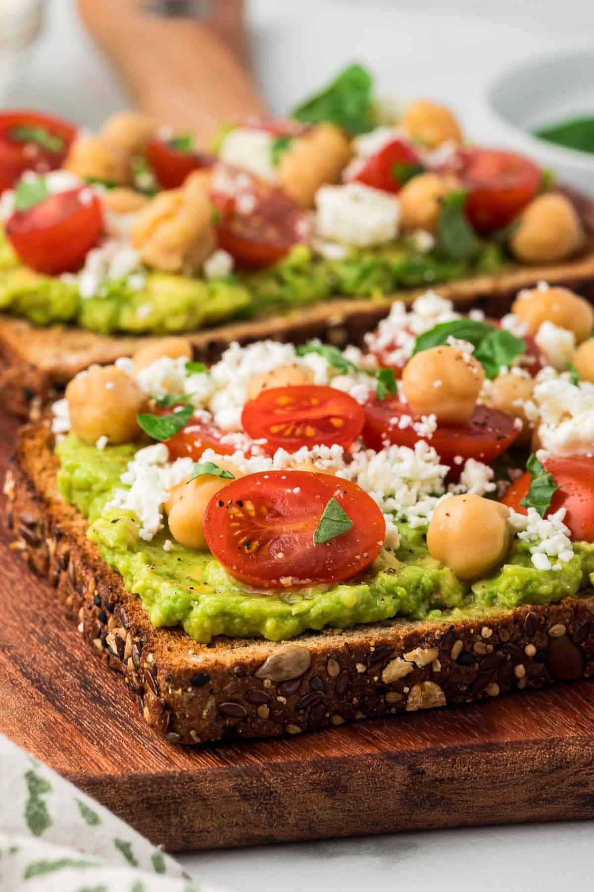 5-Minute Avocado Feta Toast with Chickpeas (Easy Snack) - fANNEtastic food